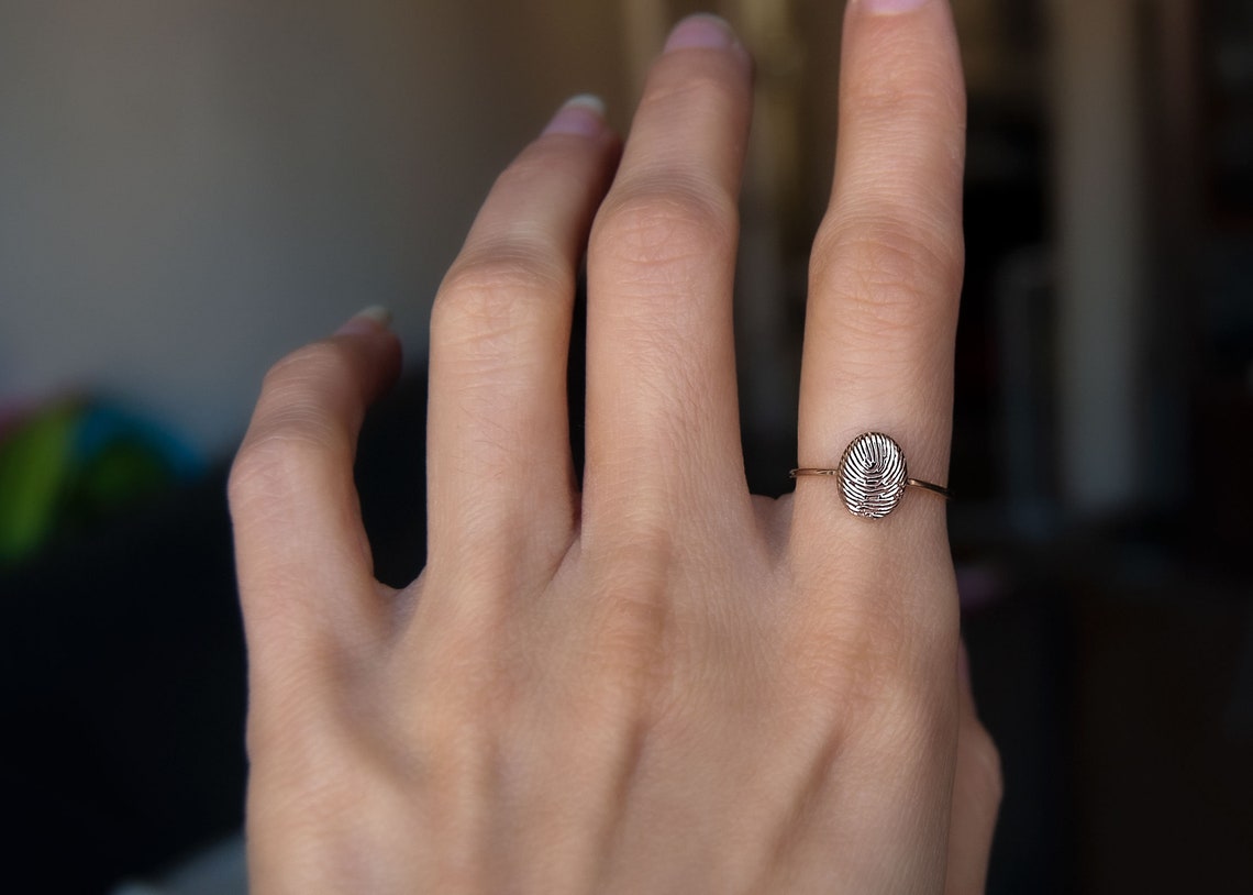 Personalized Fingerprint Ring Memorial Custom Ring Dainty - Etsy