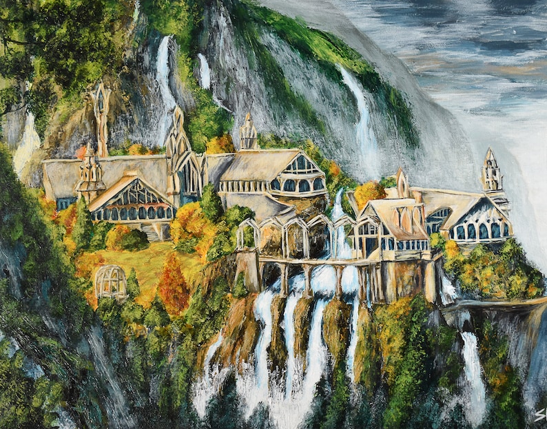Rivendell A5 Print Lord of the rings the hobbit art print | Etsy
