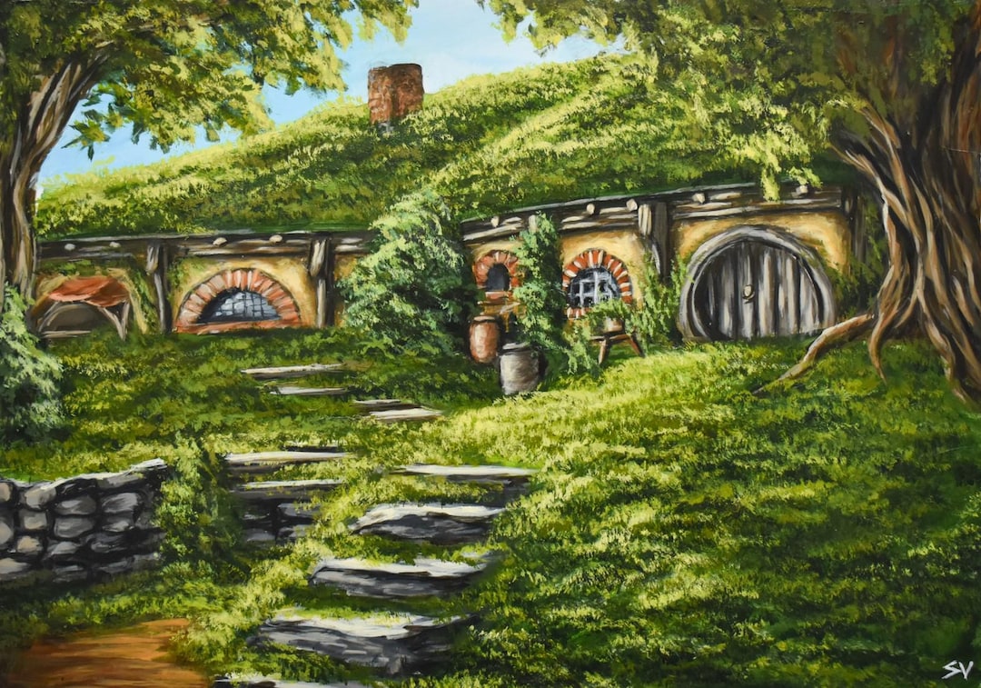 Hobbit Hole Print, Lord of the Rings, the Hobbit, Lord of the Rings Art ...