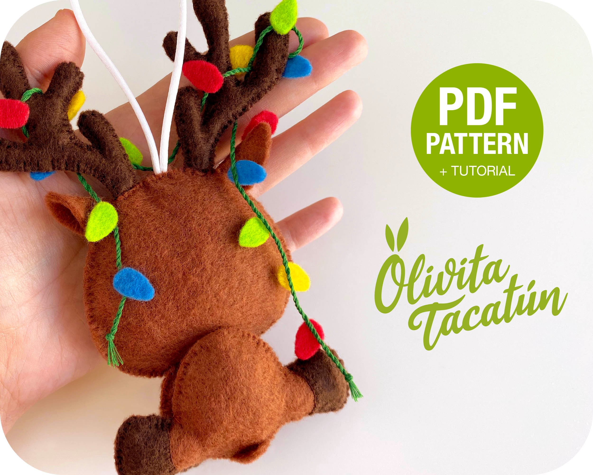 Patrón PDF Tutorial: Reno de fieltro - Etsy España