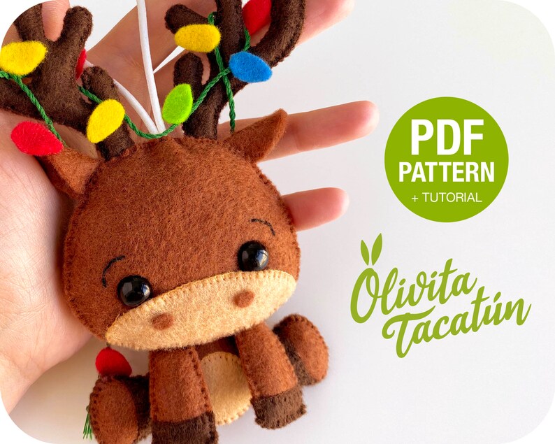 Patrón PDF Tutorial: Reno de fieltro - Etsy México