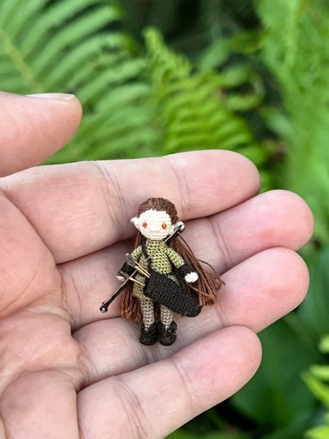 Adorable Handcrafted Micro Crochet Elf Doll With Bow and Quiver With ...
