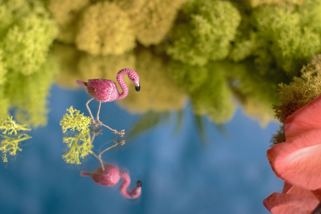 Micro Crochet Flamingo – Tiny Handmade Pink Cotton Miniature Animal - Etsy