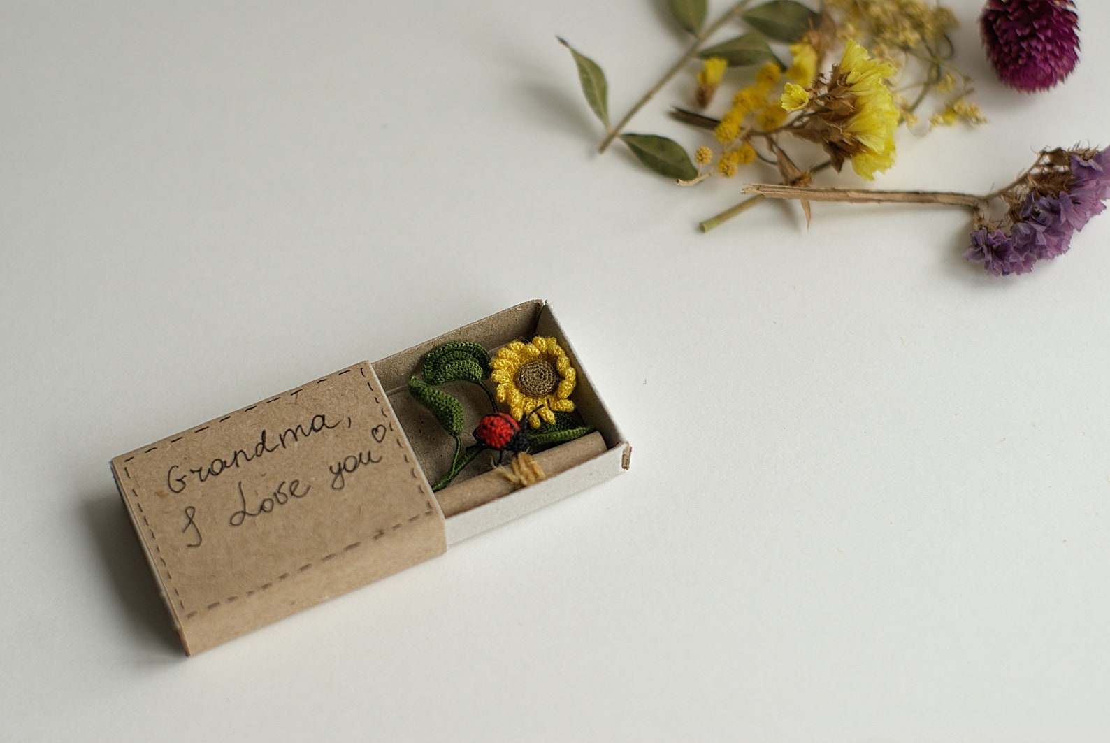 Personalized Mothers Day Gift Box With Miniature Ladybug With Sunflower ...