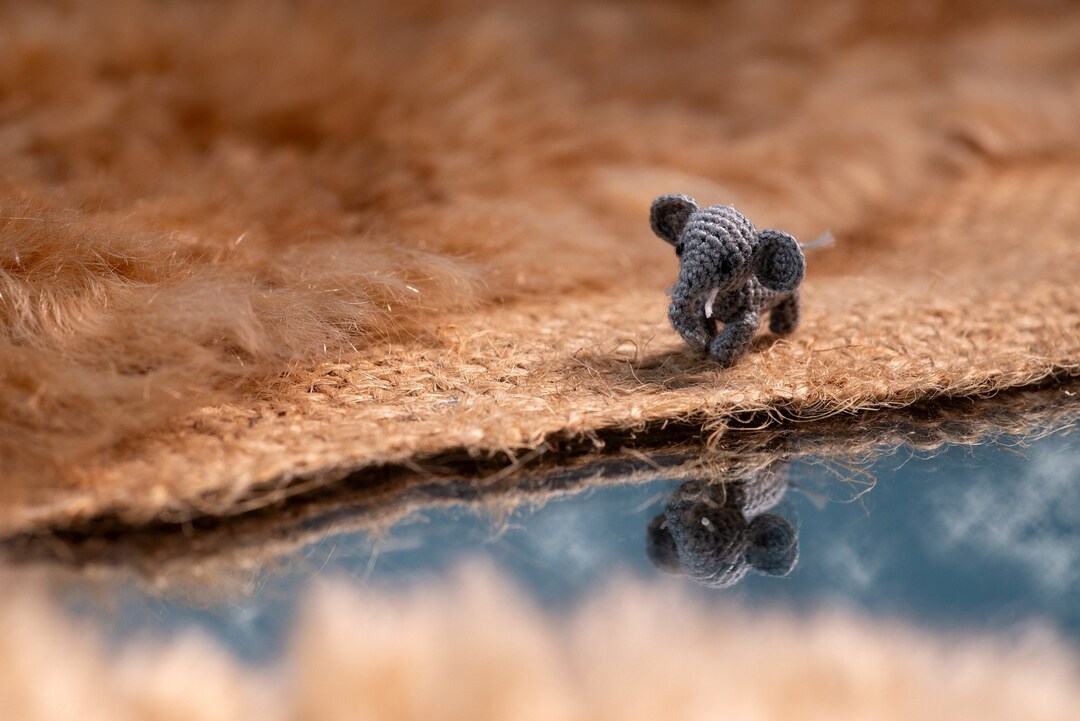 Miniature Crochet Elephant – Tiny Gray Amigurumi Dollhouse Animal (1/2 ...