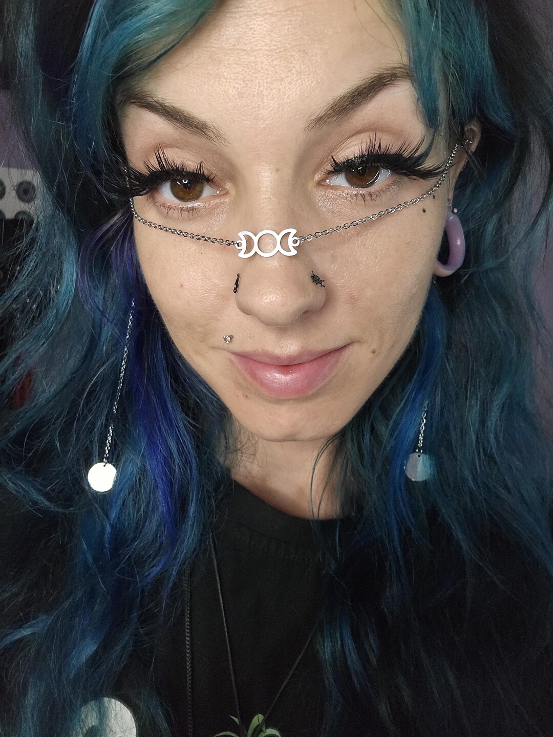 Triple Moon Goddess Face Chain - Etsy