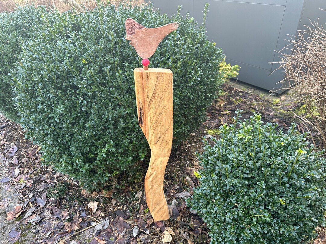 Large Garden Stake Garden Decoration Made of Wood and Terracotta ...