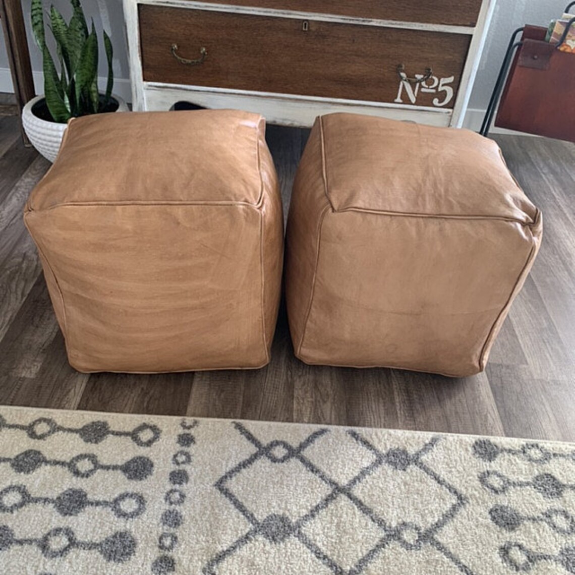 Set of 2 Square Pouf Leather Pouf Ottoman Pouf Handmade Pouf - Etsy