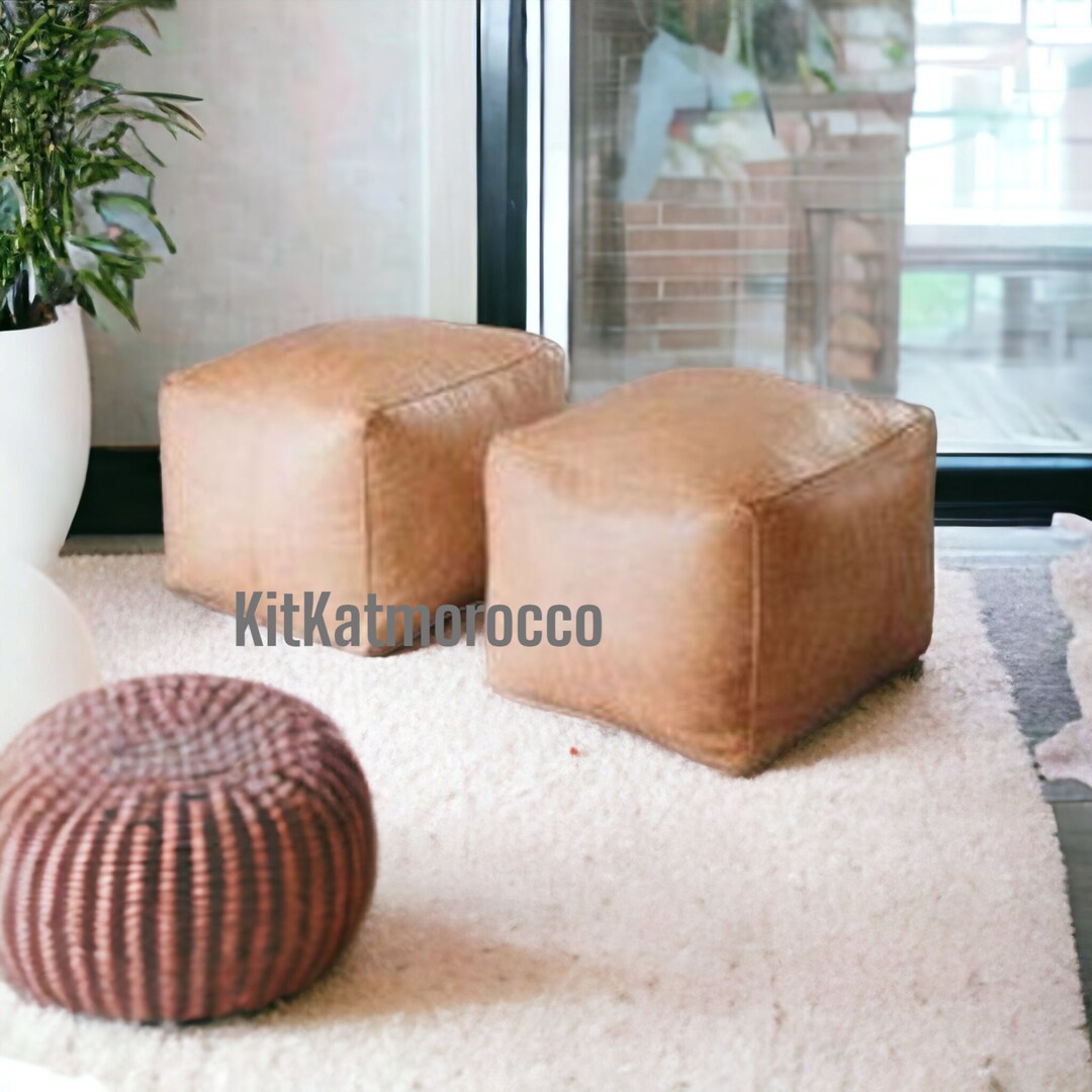 50% SALLE OFF Set of 2 Amazing Square Ottoman Pouffe Moroccan Leather ...
