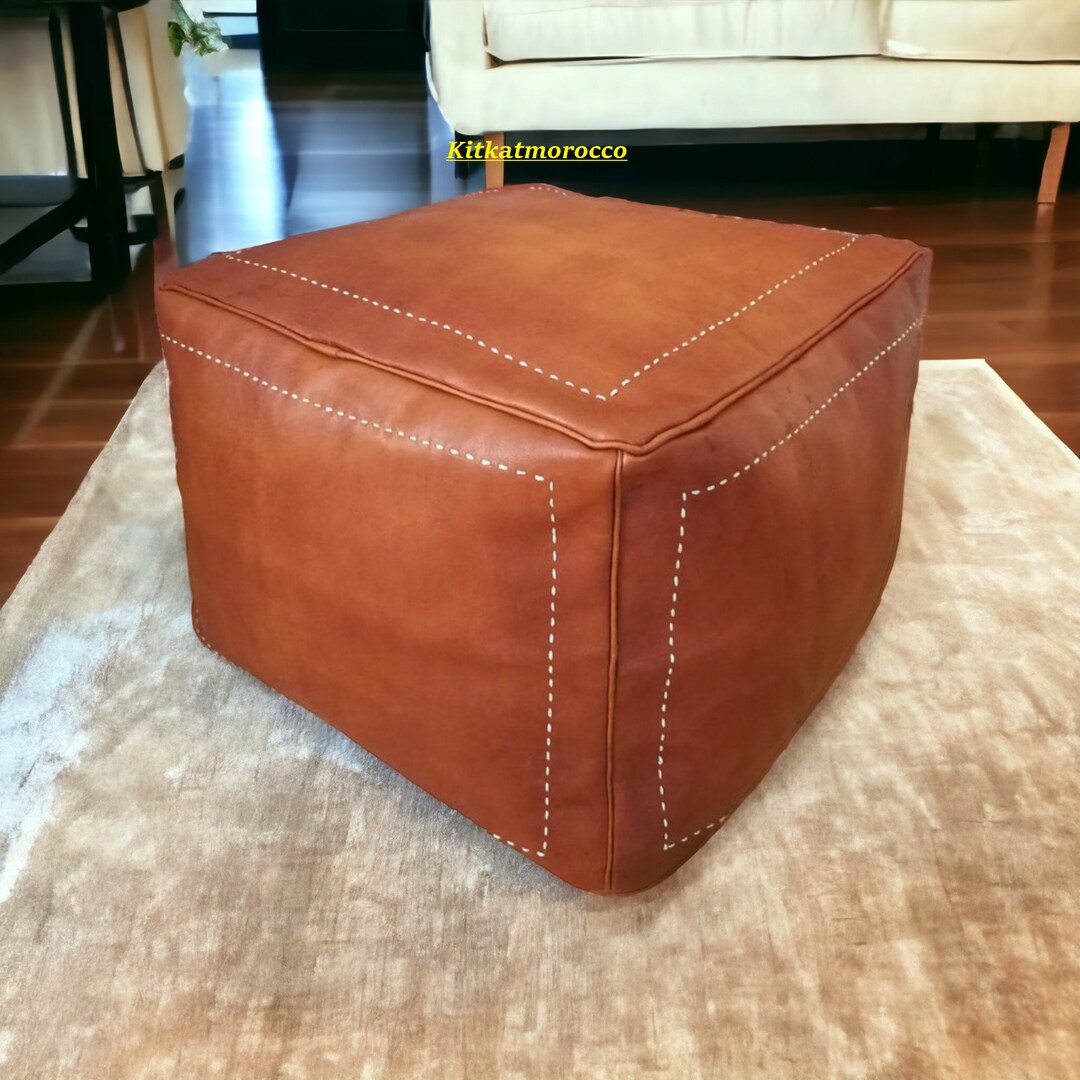 50% SALLE OFF, Square Pouf, Leather Pouf,moroccan Pouf, Ottoman Pouf ...