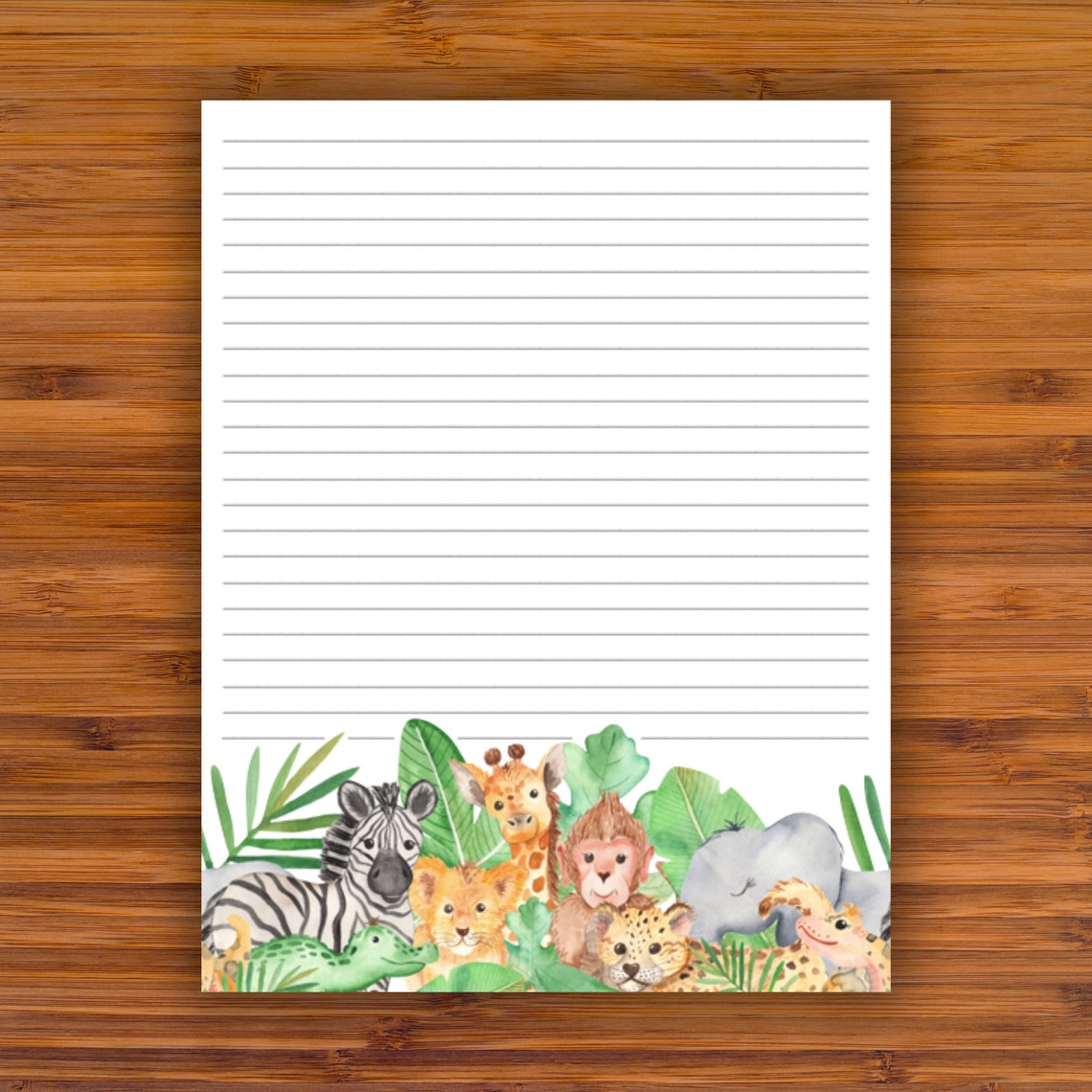 Printable Stationery: Jungle Animals A4 8.5x11 Instant | Etsy