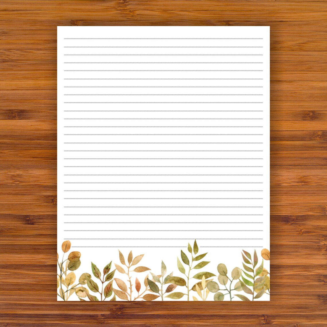 Printable Lined Writing Paper: Golden Brown Fall Foliage A4 | Etsy