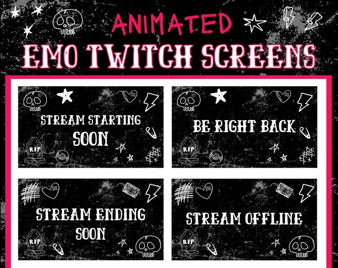 Twitch Stream Screens Animated Overlay Screens Skull Starting Soon ...