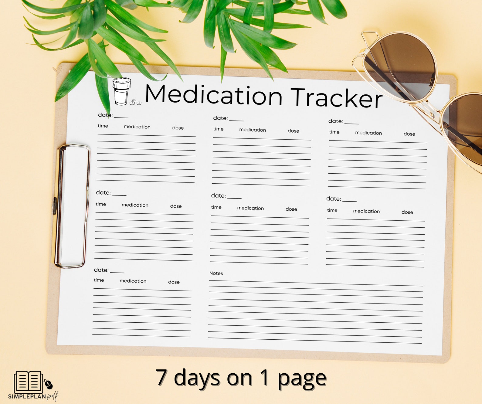 Medication Tracker, Weekly, Notes, Printable Tracker, Daily Schedule ...