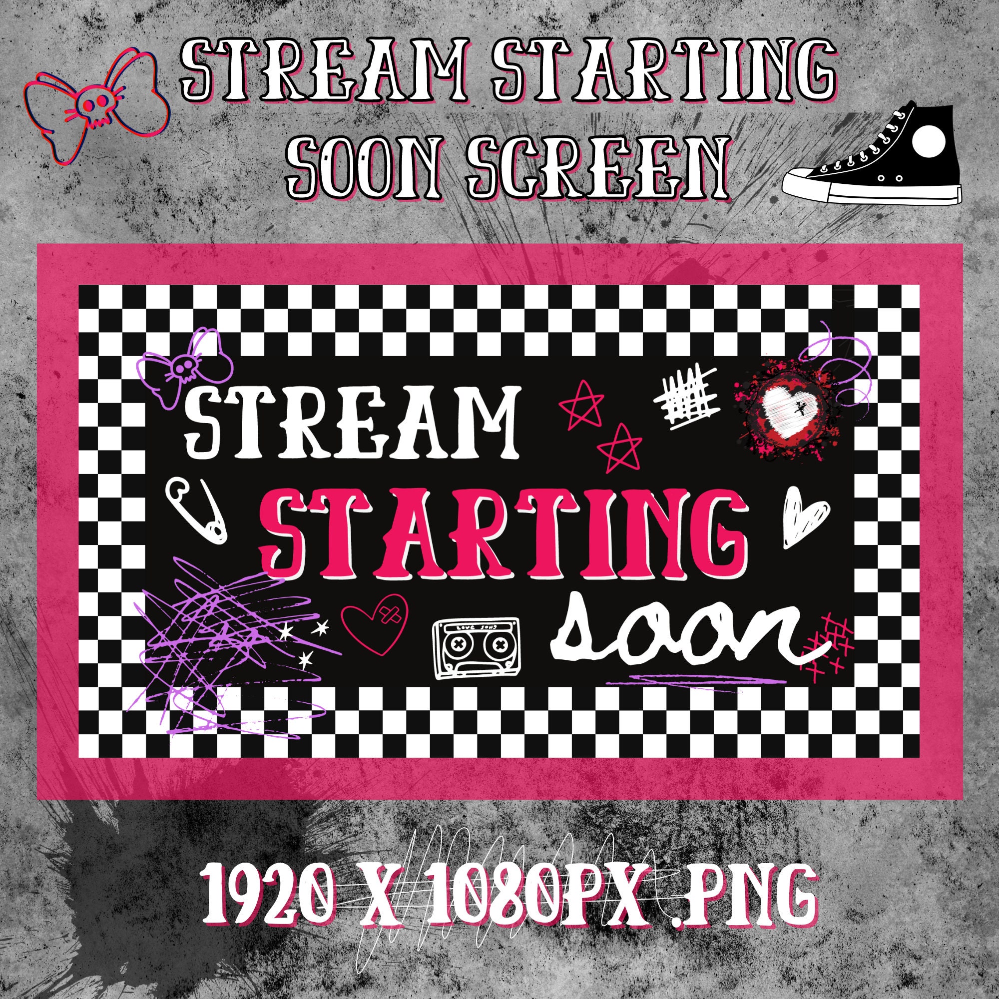 Pink Emo Themed Static Video Game Streaming Screens, Stream Starting ...