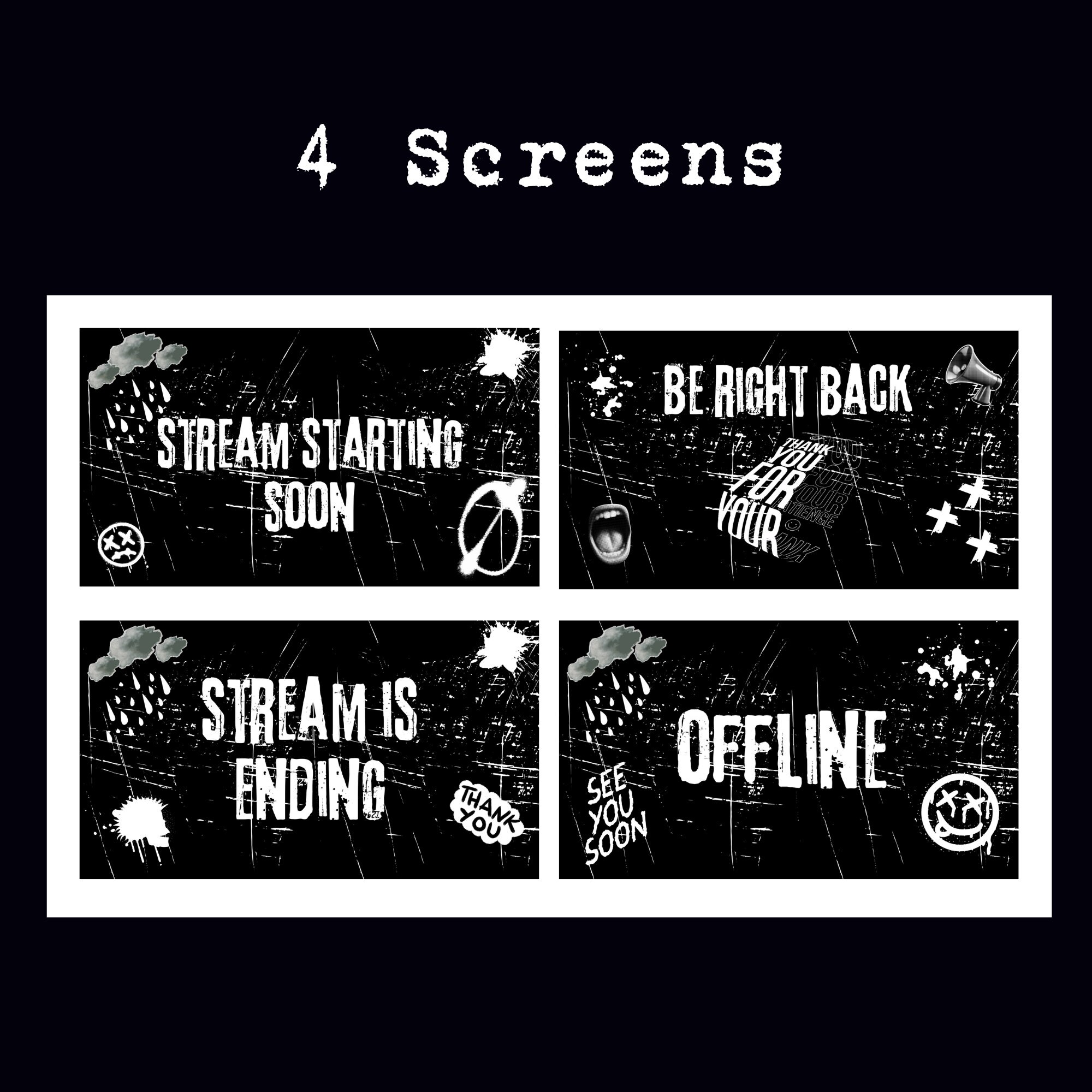 Grunge Twitch Streaming Bundle, Animated Stream Package, Twitch Banner ...