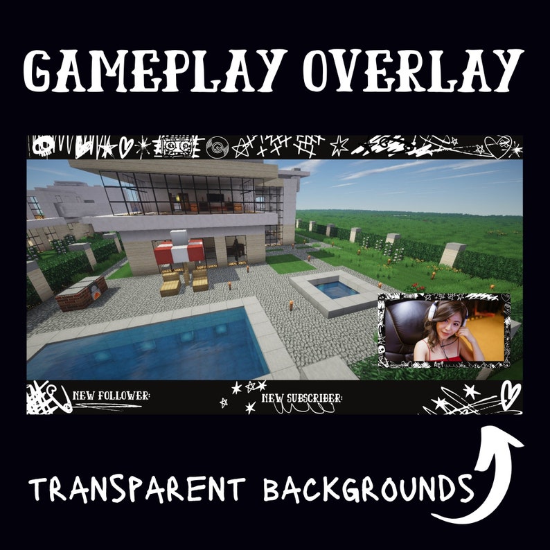 Emo Twitch Overlay Bundle, Static Stream Package, Twitch Banner, Doodle ...