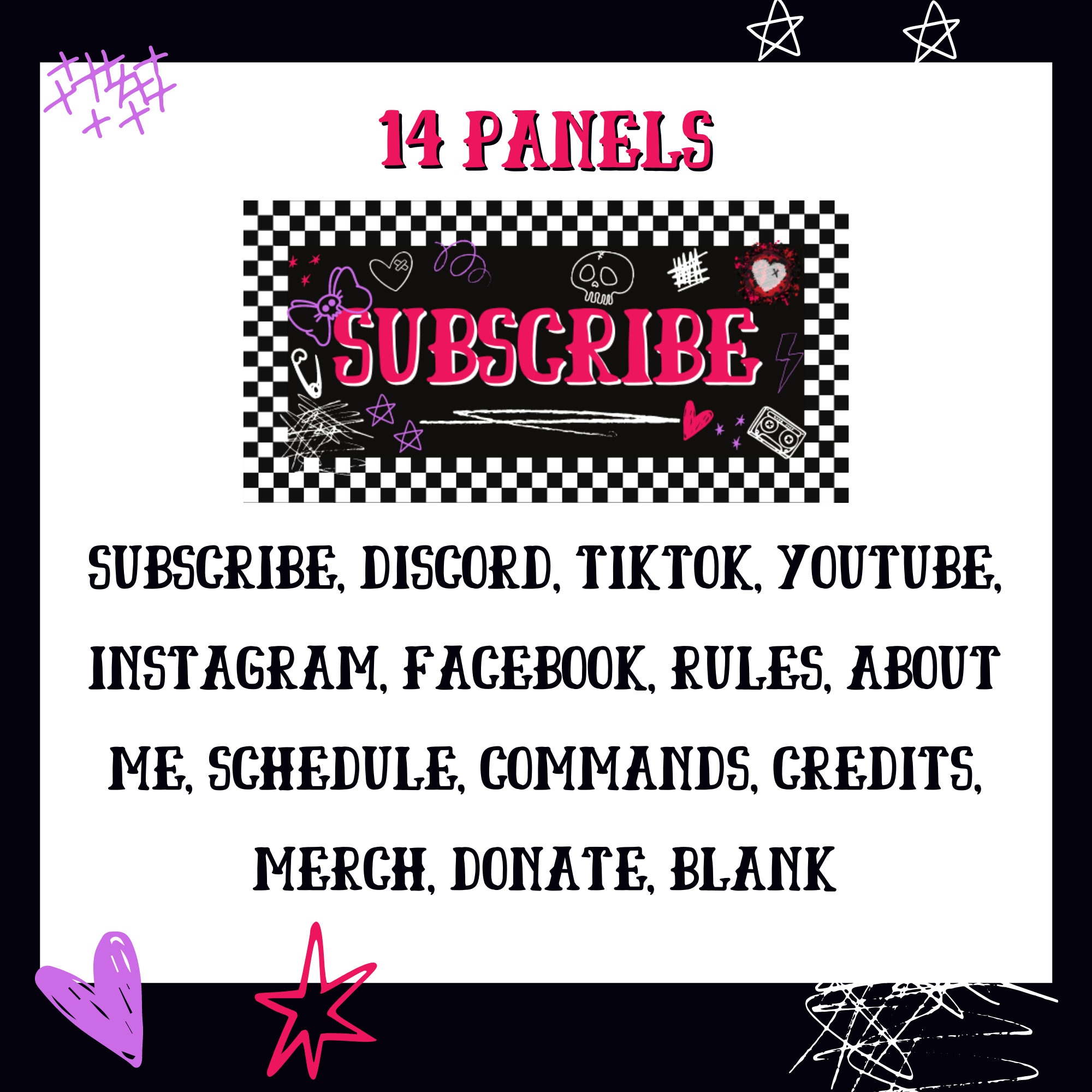 Pink Emo Twitch Overlay Bundle, Static Stream Package, Twitch Banner ...