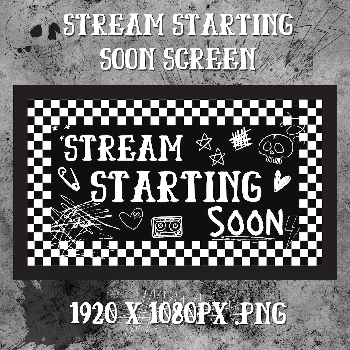 Emo Themed Static Video Game Streaming Screens, Stream Starting, Ending ...