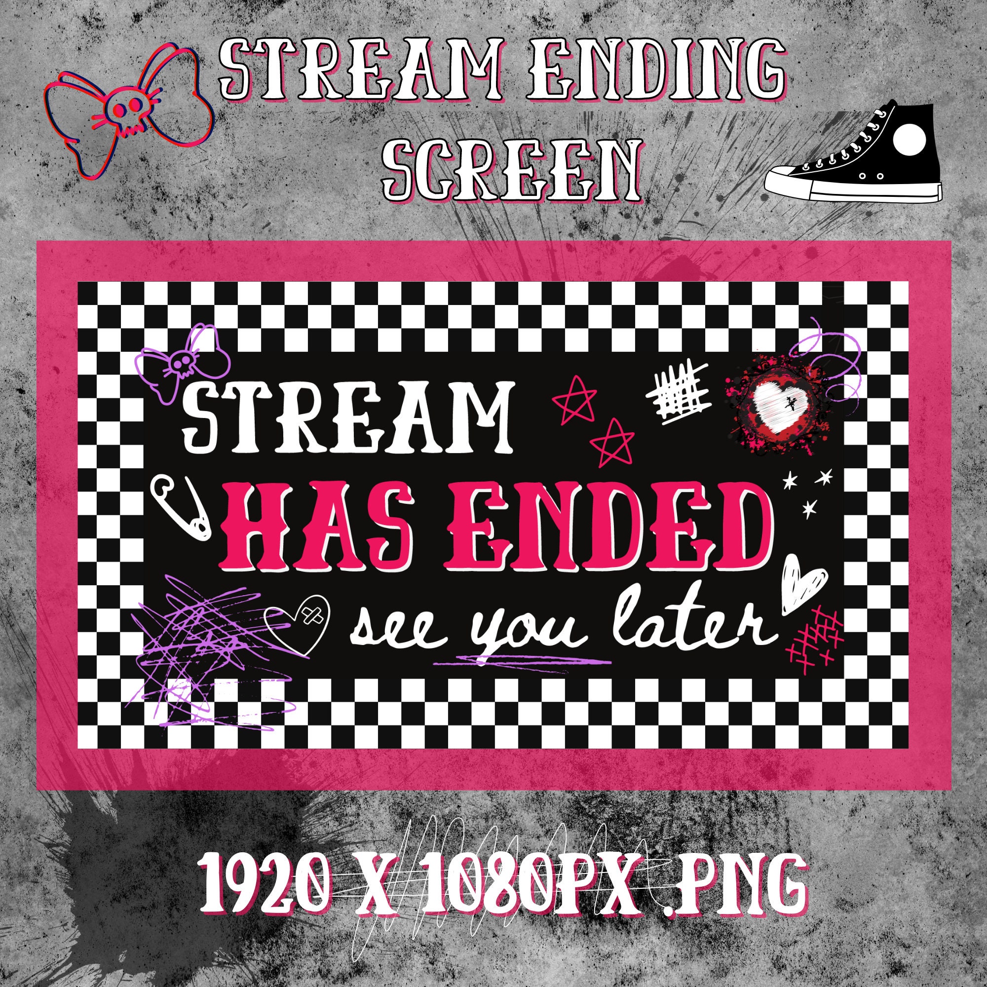 Pink Emo Themed Static Video Game Streaming Screens, Stream Starting ...