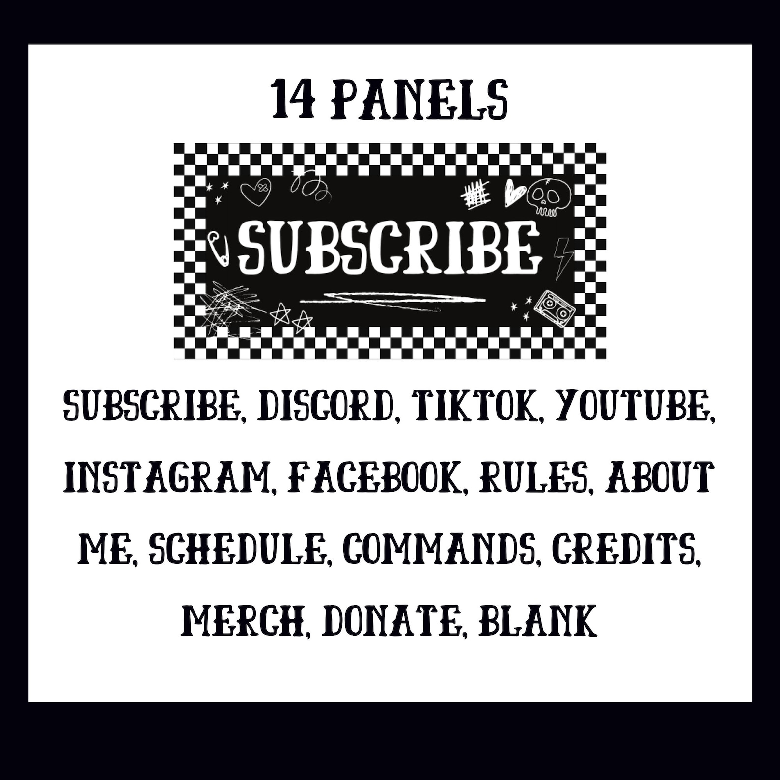 Emo Twitch Overlay Bundle, Static Stream Package, Twitch Banner, Doodle ...