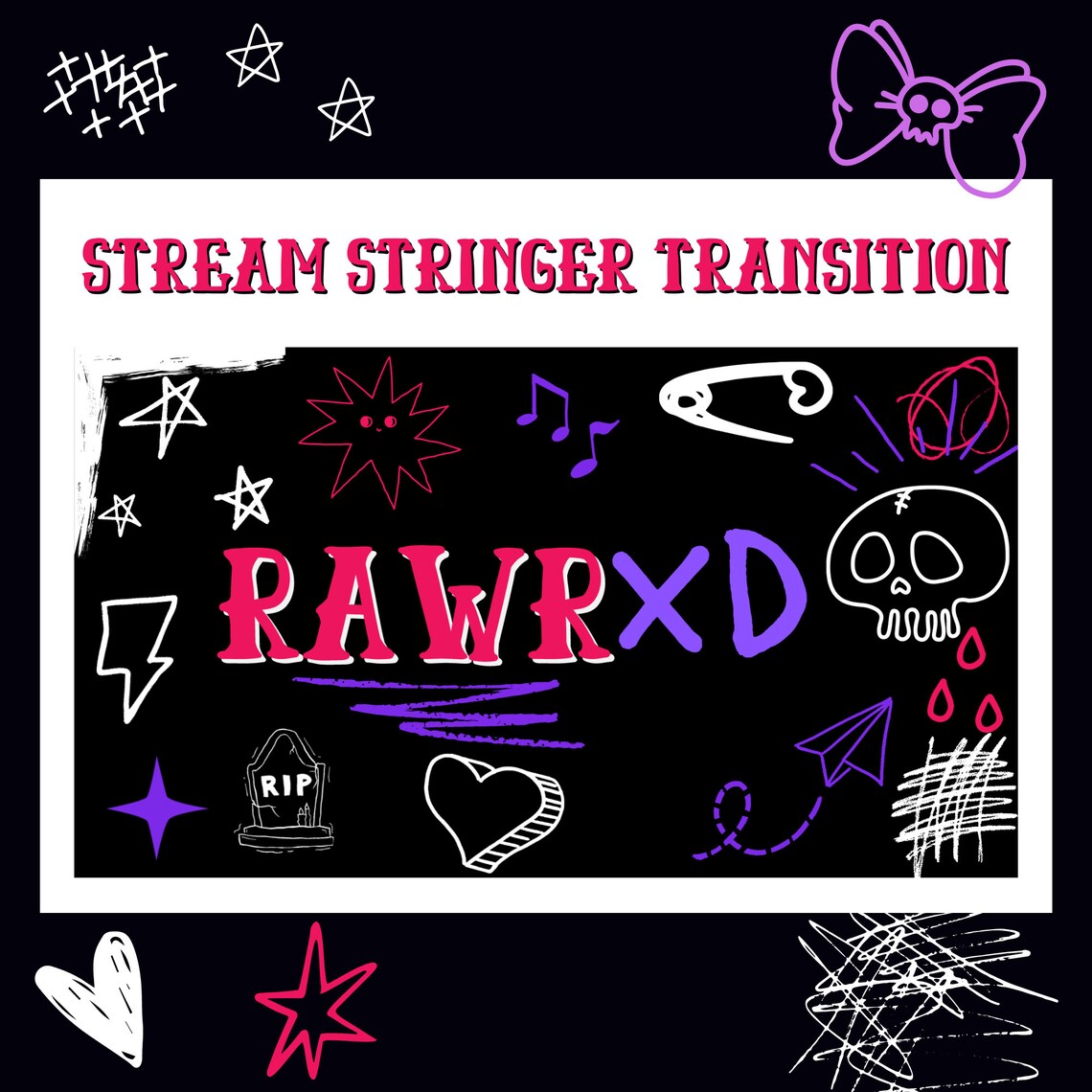 Pink Emo Twitch Overlay Bundle, Static Stream Package, Twitch Banner ...