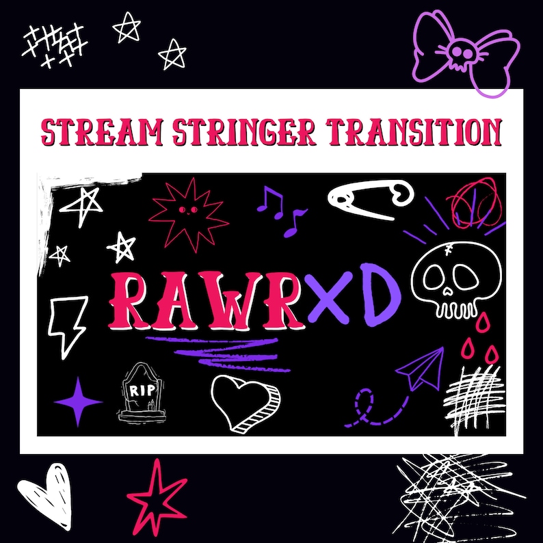 Pink Emo Twitch Overlay Bundle, Static Stream Package, Twitch Banner ...
