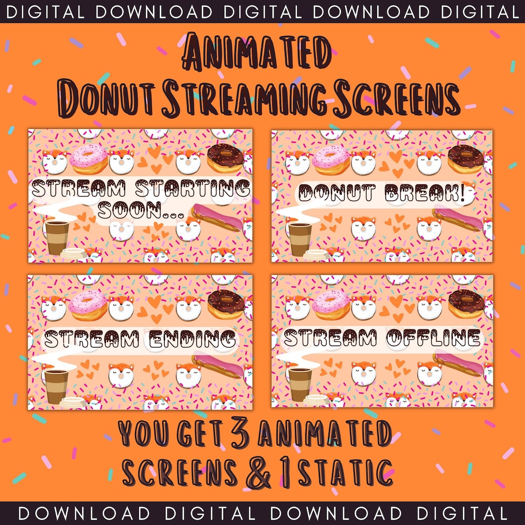 Fox Donut Themed Animated Video Game Streaming Screens, Stream Starting ...