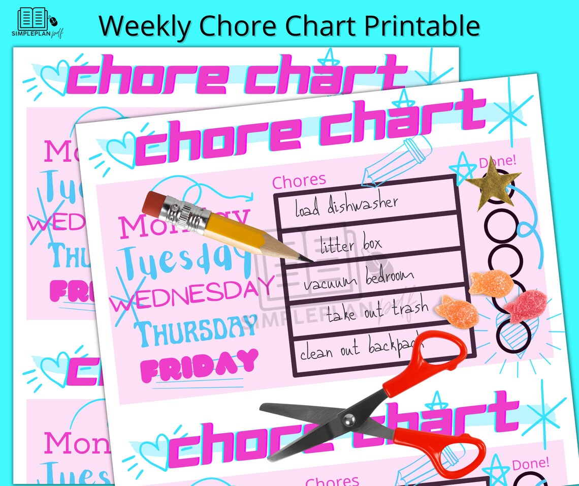 Chore Chart Printable, Kids Chores, Daily Routine, Printable Sticker ...