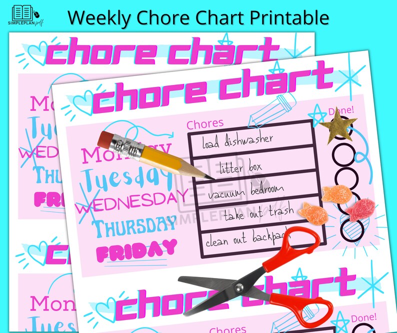 Chore Chart Printable, Kids Chores, Daily Routine, Printable Sticker ...