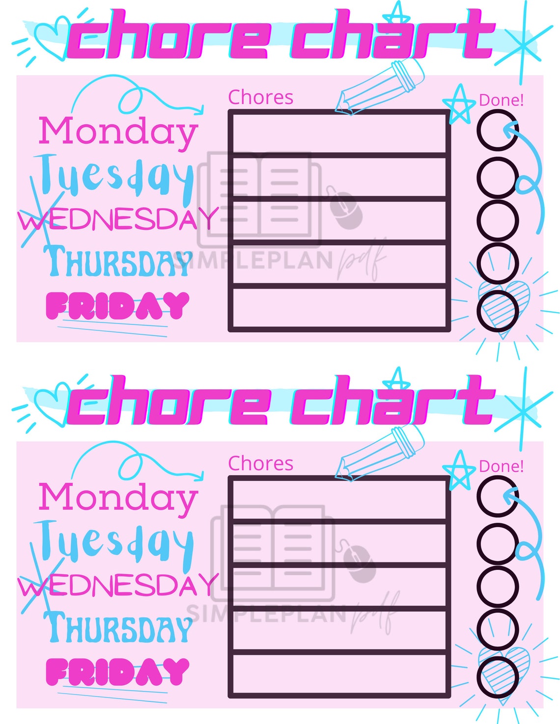 Chore Chart Printable, Kids Chores, Daily Routine, Printable Sticker ...