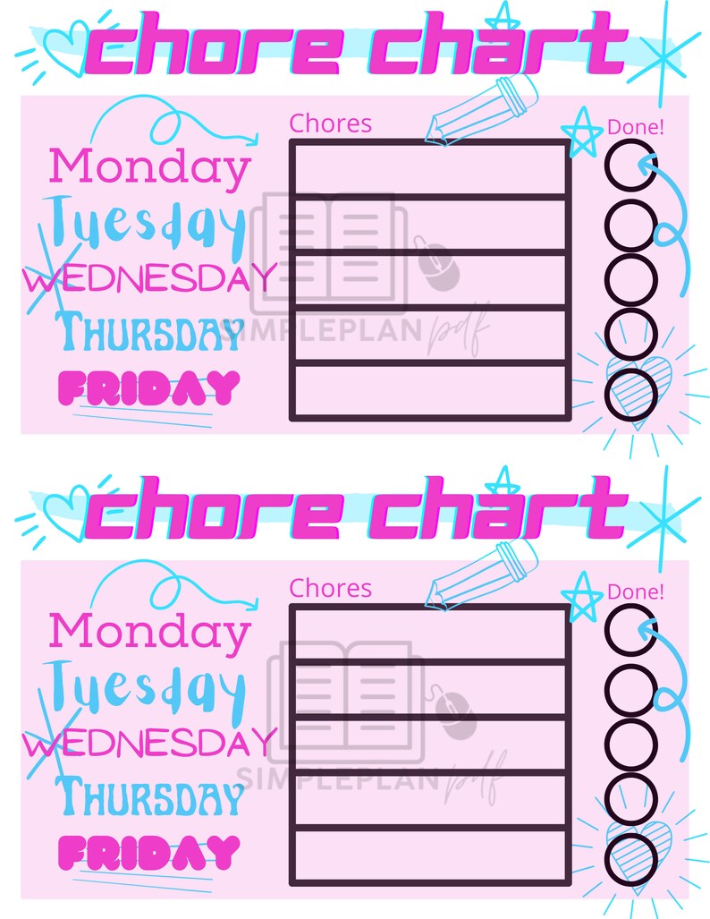 Chore Chart Printable, Kids Chores, Daily Routine, Printable Sticker ...