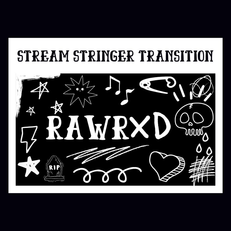 Emo Twitch Overlay Bundle, Static Stream Package, Twitch Banner, Doodle ...