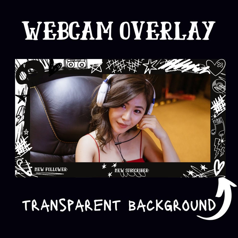 Emo Twitch Overlay Bundle, Static Stream Package, Twitch Banner, Doodle ...