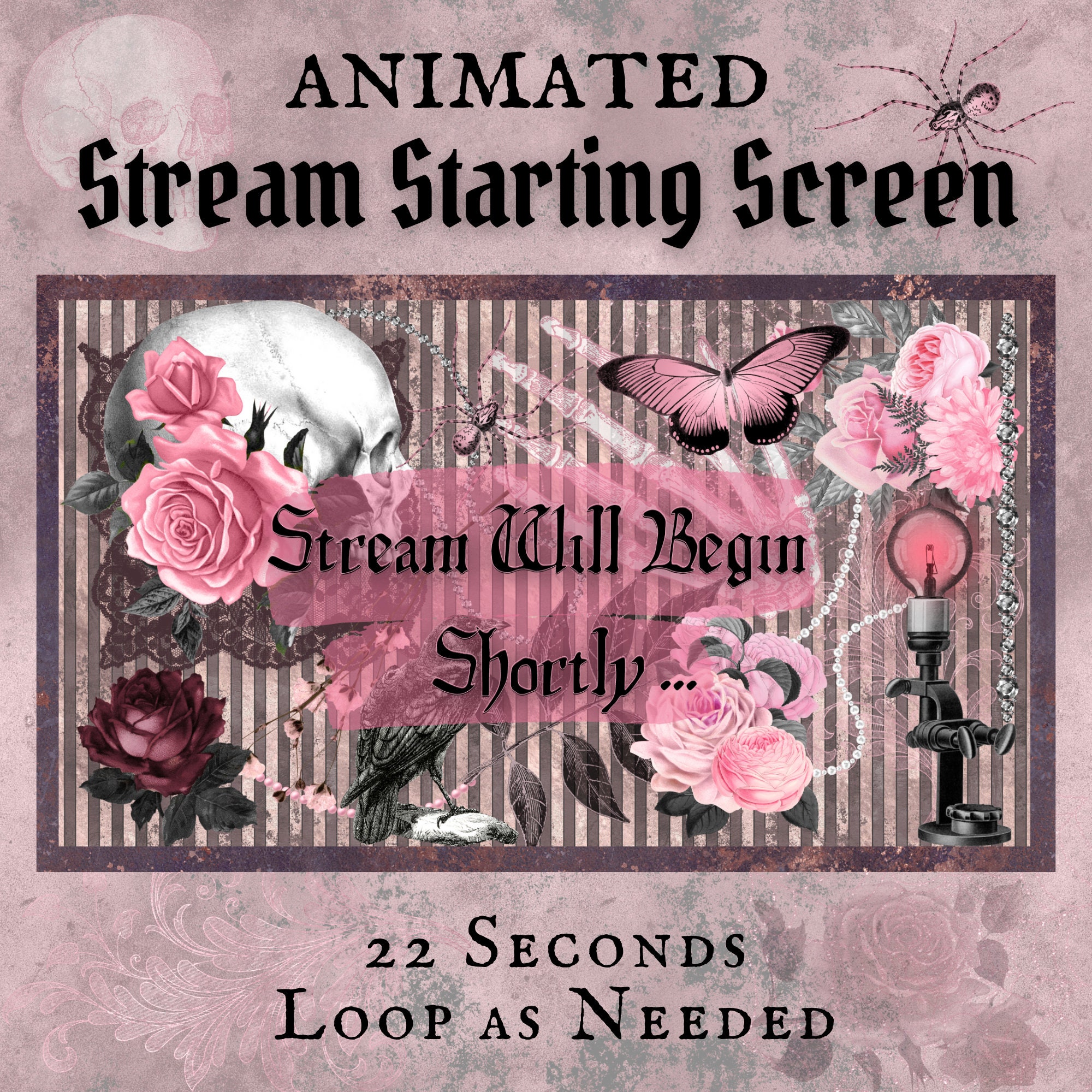 Gothic Parlor Animated Streaming Screens, Stream Starting Soon, Stream ...