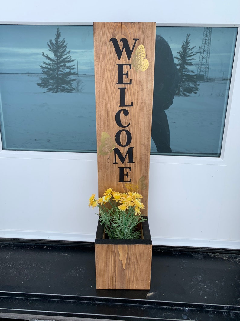 Welcome Planter Sign - Etsy