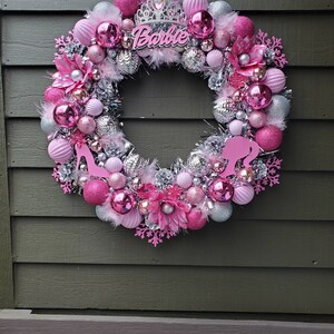 Barbie Inspired Wreath, Pink Wreath, Shabby Chic Wreath, Pink Barbie ...