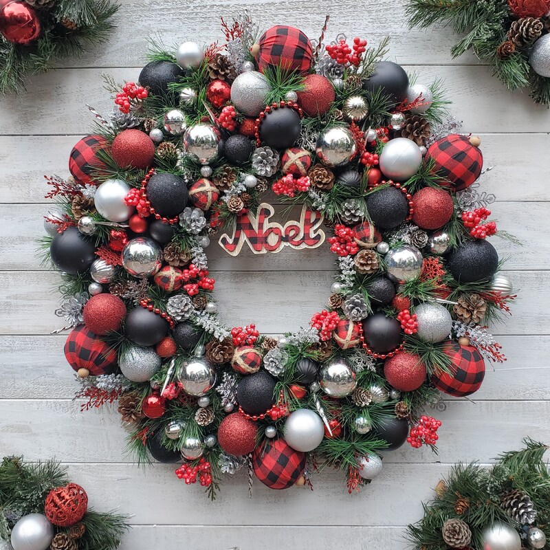 Red Buffalo Plaid Wreath Etsy