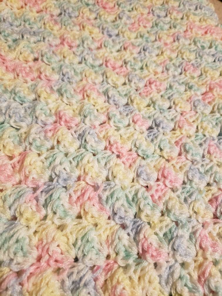 Rainbow Seashell Crochet Baby Blanket Handmade - Etsy