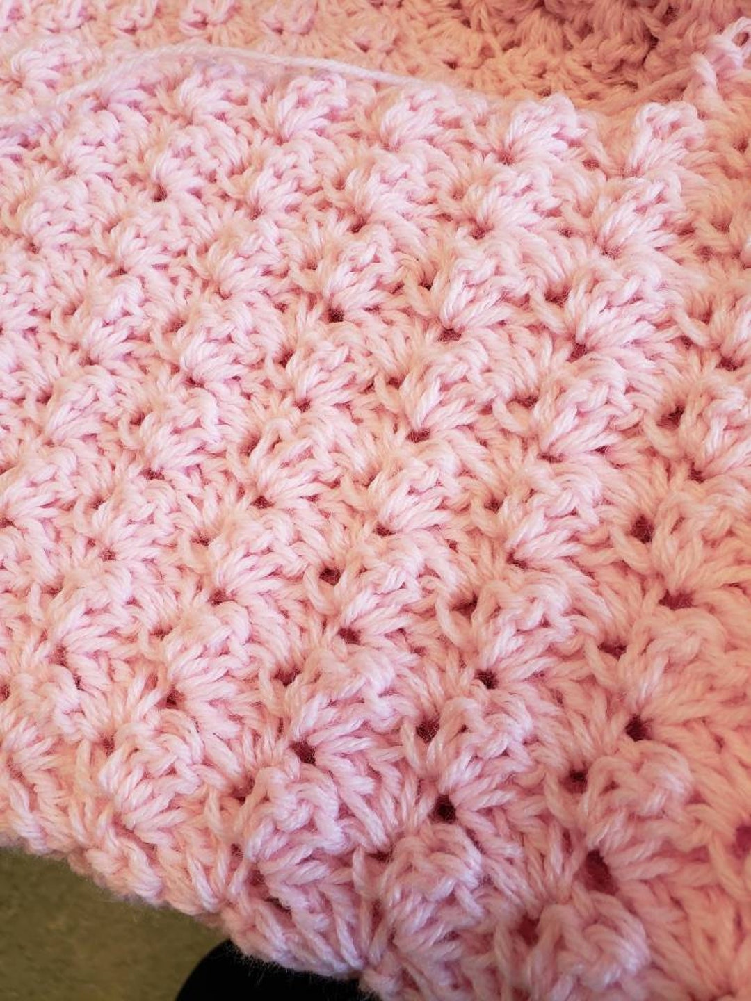 Pink Seashell Crochet Baby Blanket Handmade - Etsy