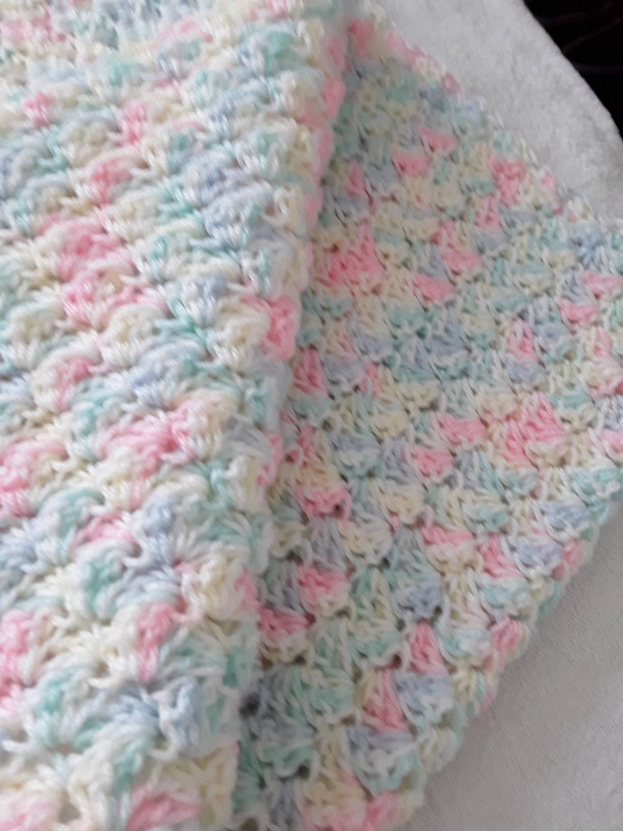 Rainbow Seashell Crochet Baby Blanket Handmade - Etsy