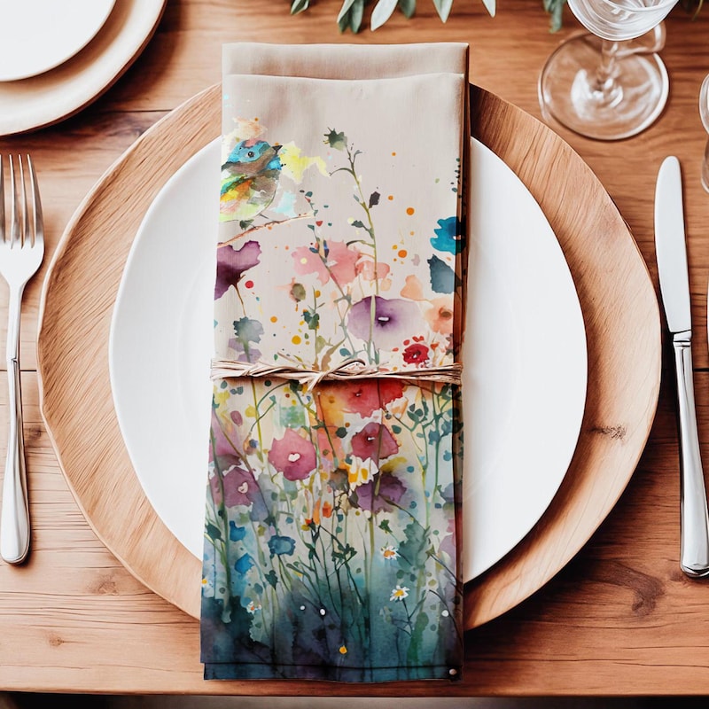 Table Cloth Birds Flowers - Etsy