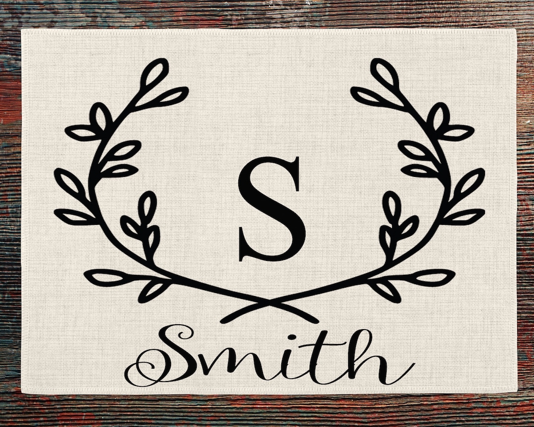 Place Mats, Monogram Place Mat, Natural Linen 12 X 16, Cloth Place Mat ...