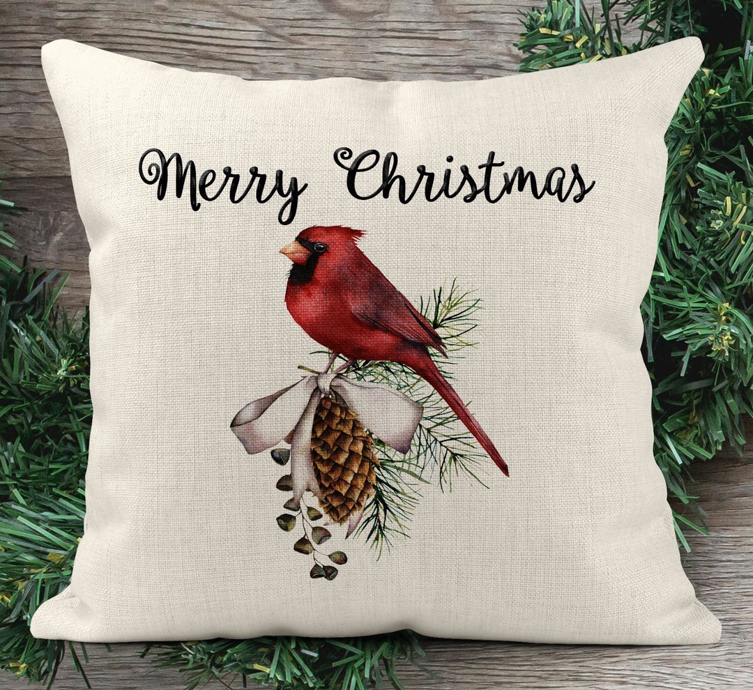 Custom Christmas Pillow, Christmas Cardinal Pillow, Christmas Throw ...