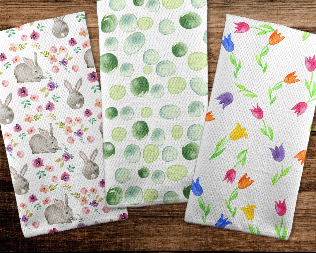 Watercolor Kitchen Towel Set, Spring Tea Towel, Farmhouse Dish Towel ...