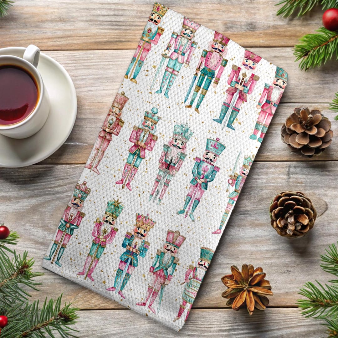 Pink Christmas Nutcracker Towel, Coquette Christmas, Christmas Kitchen ...