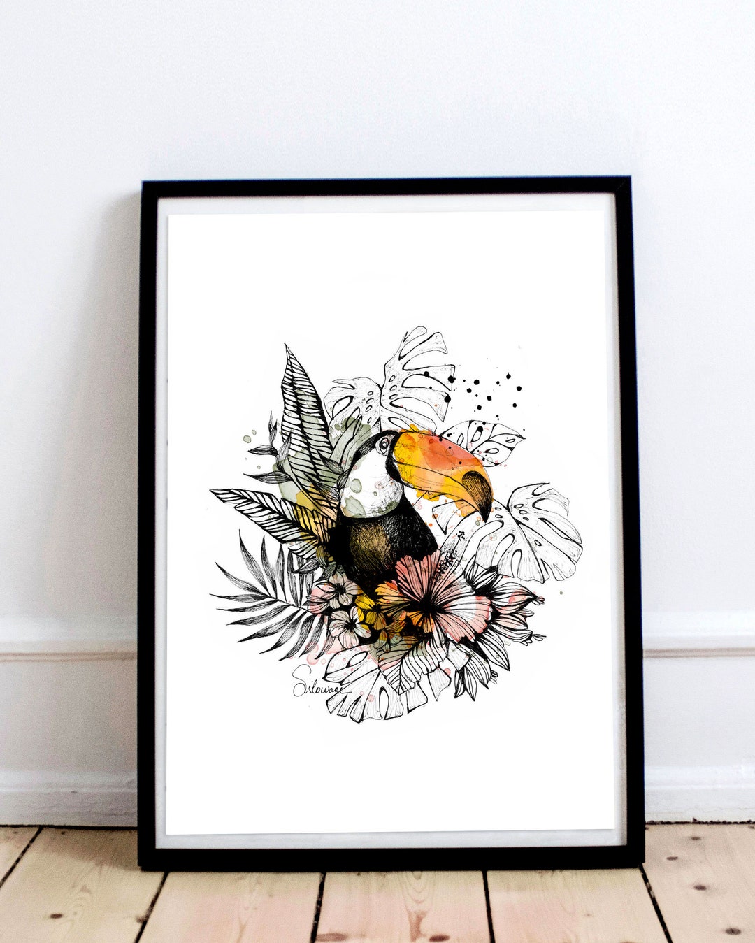 A4 Poster TOUCAN Ink Illustration With Touches of Watercolor - Etsy