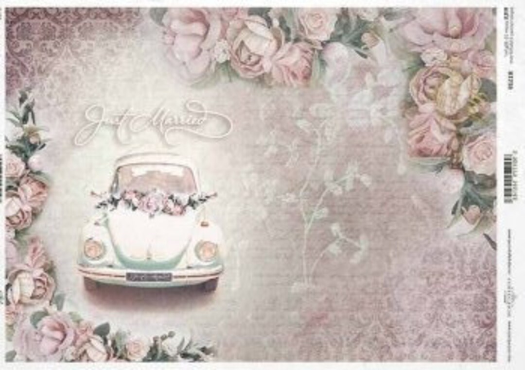 ITD Collection Just Married Rice Paper Decoupage A4 for DIY Projects ...