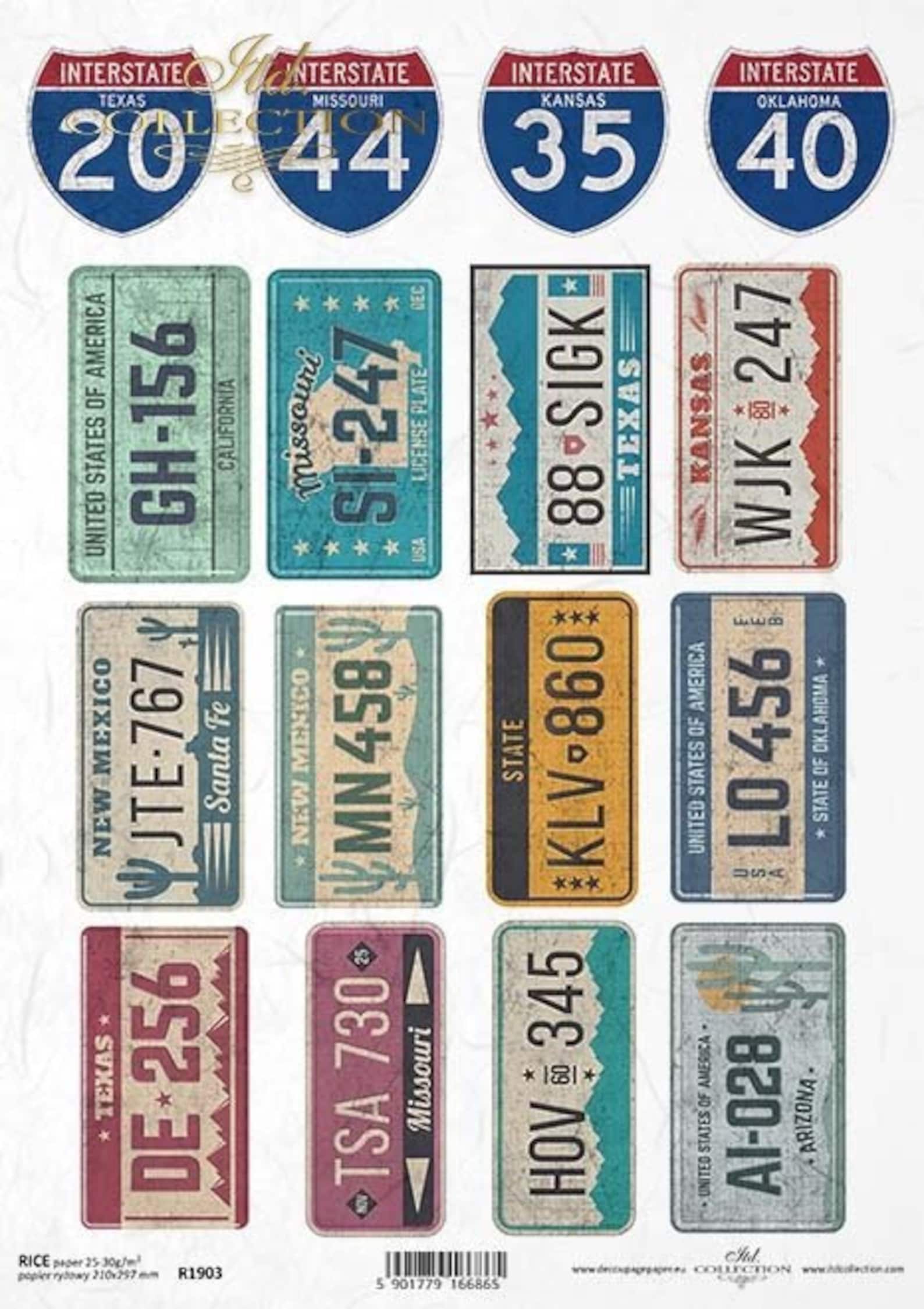 ITD Collection Vehicle Tags Rice Paper Decoupage A4 for - Etsy