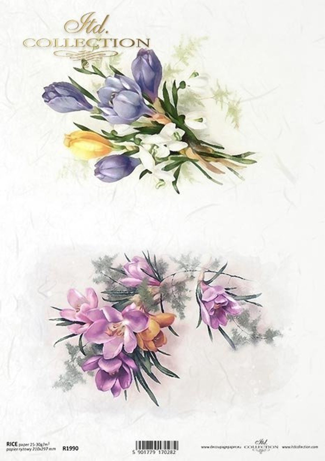 ITD Collection Freesia and Crocus Rice Paper Decoupage A4 for Decoupage ...